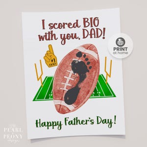 PRINTABLE Happy Fathers Day Dad Football Handprint Art Craft, Gift From ...