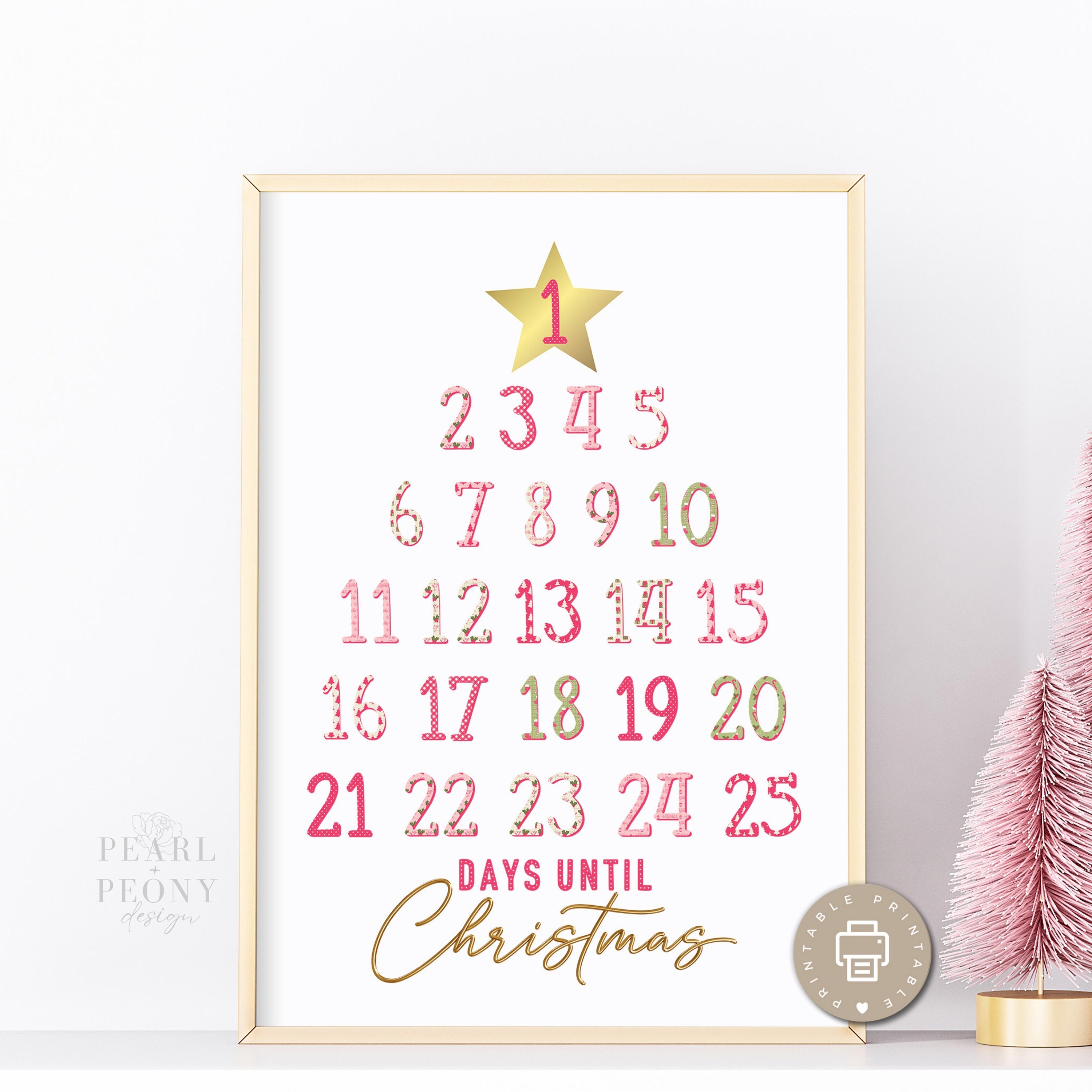 PRINTABLE Christmas Countdown Calendar Trendy Days Until - Etsy