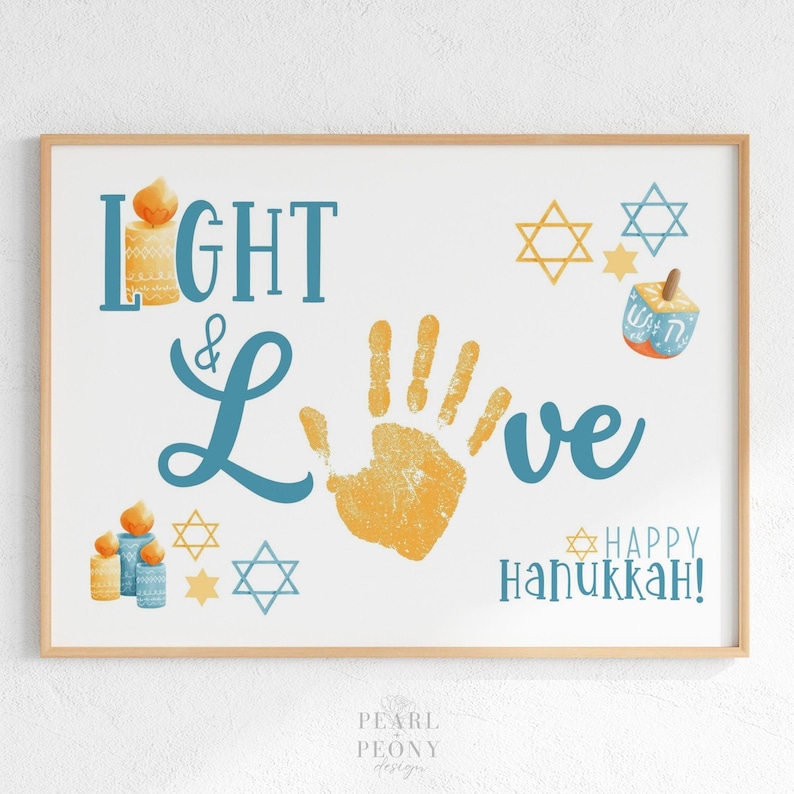 PRINTABLE Hanukkah Handprint Art Craft, DIY Light & Love Holiday Card ...