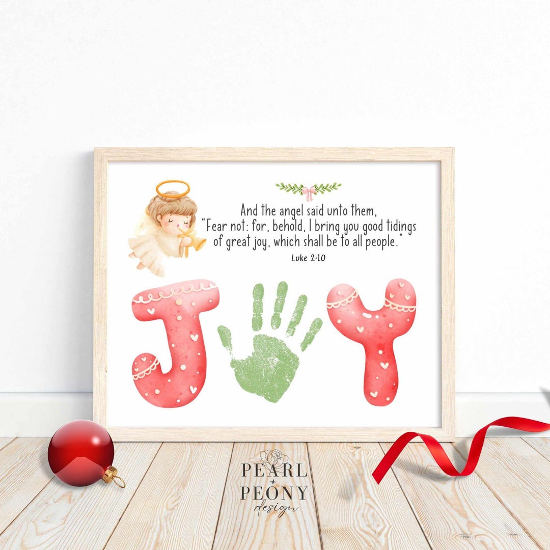 PRINTABLE Christian Christmas Handprint Art Craft, Joy Angel Bible ...