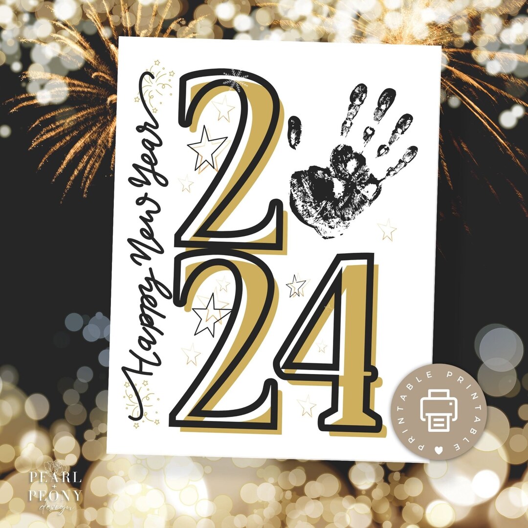 PRINTABLE Happy New Year Handprint Art Craft for Kids, Keepsake Art ...
