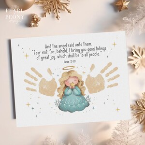 PRINTABLE Christian Christmas Handprint Art Craft, Angel Bible Verse ...