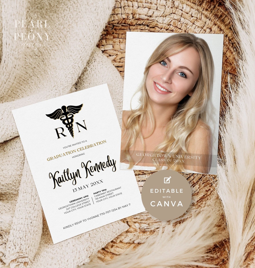 EDITABLE Nursing School Graduation Invitation Template | Printable ...