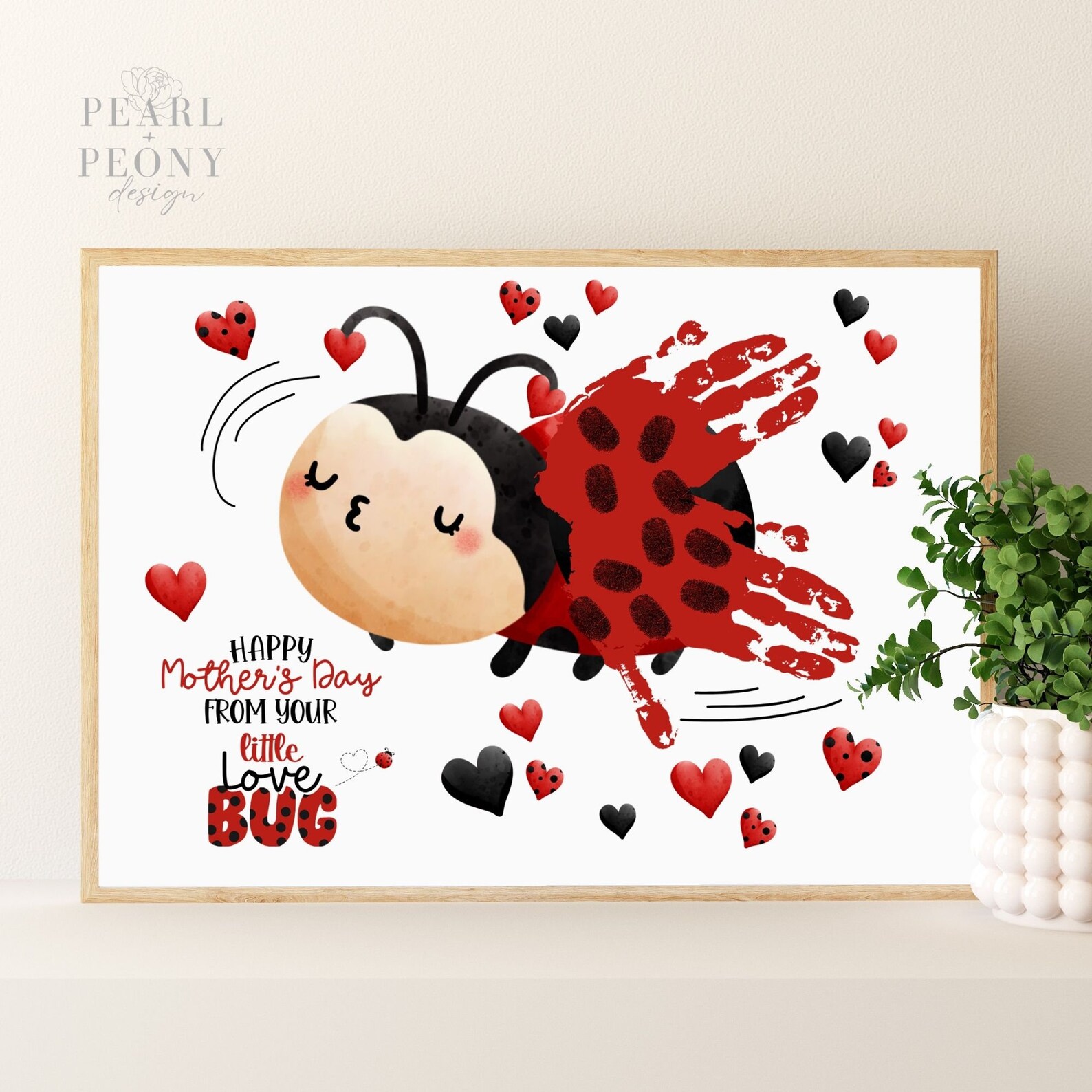 PRINTABLE Mothers Day Handprint Art Craft for Kids, Love Bug Keepsake ...