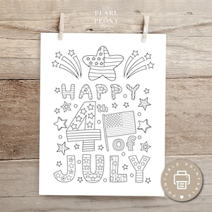 PRINTABLE July 4th Coloring Page for Kids, USA Independence Day Art ...