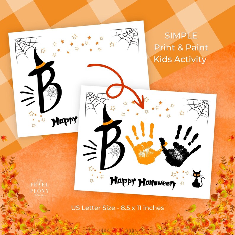 PRINTABLE Halloween Handprint Art, Boo Handprint Fall Art Craft ...