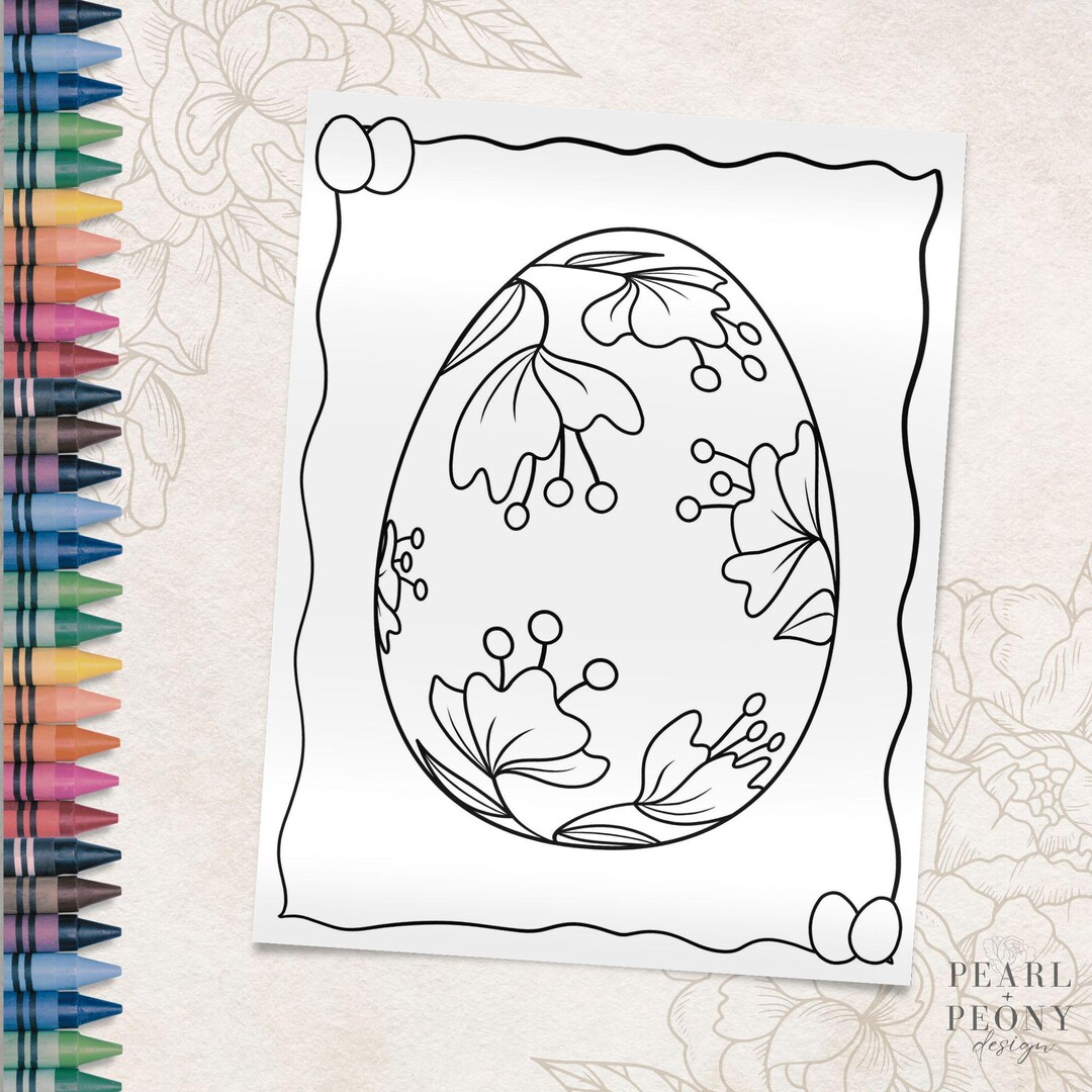 PRINTABLE Easter Egg Coloring Page, Floral Coloring Sheets, Toddler ...