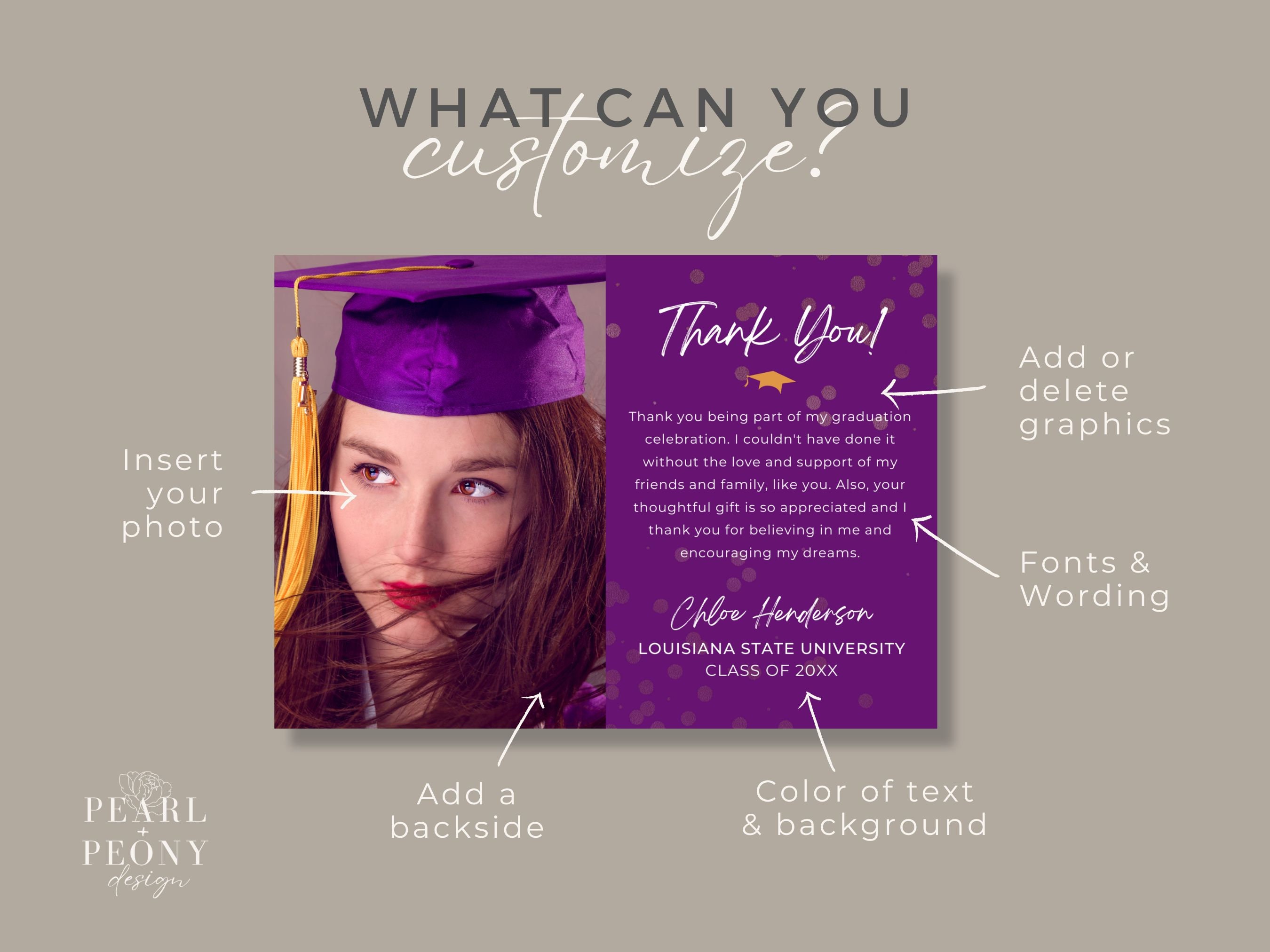 Graduation Photo Card Thank You Note Template Minimalist - Etsy