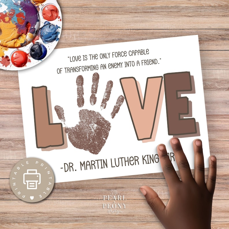 PRINTABLE MLK Day Handprint Art Craft for Kids, Black History Month ...