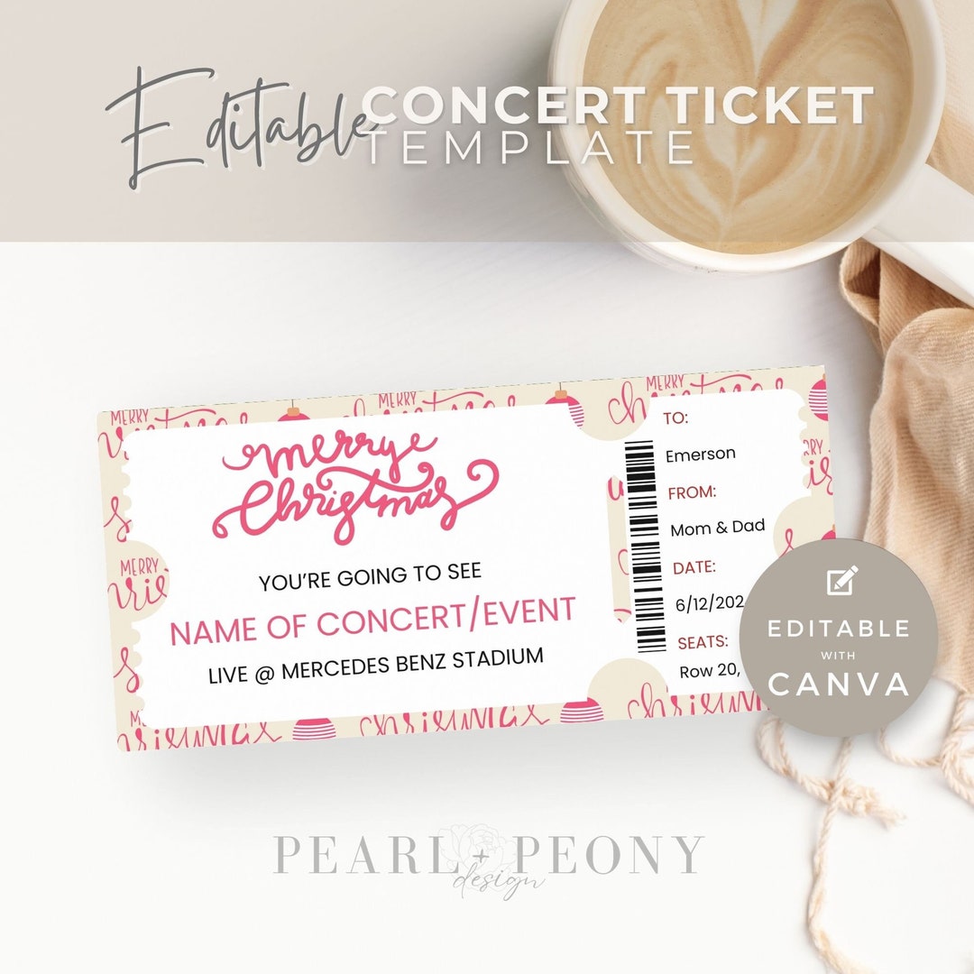 EDITABLE Concert Ticket Template, Personalized Event, Printable ...