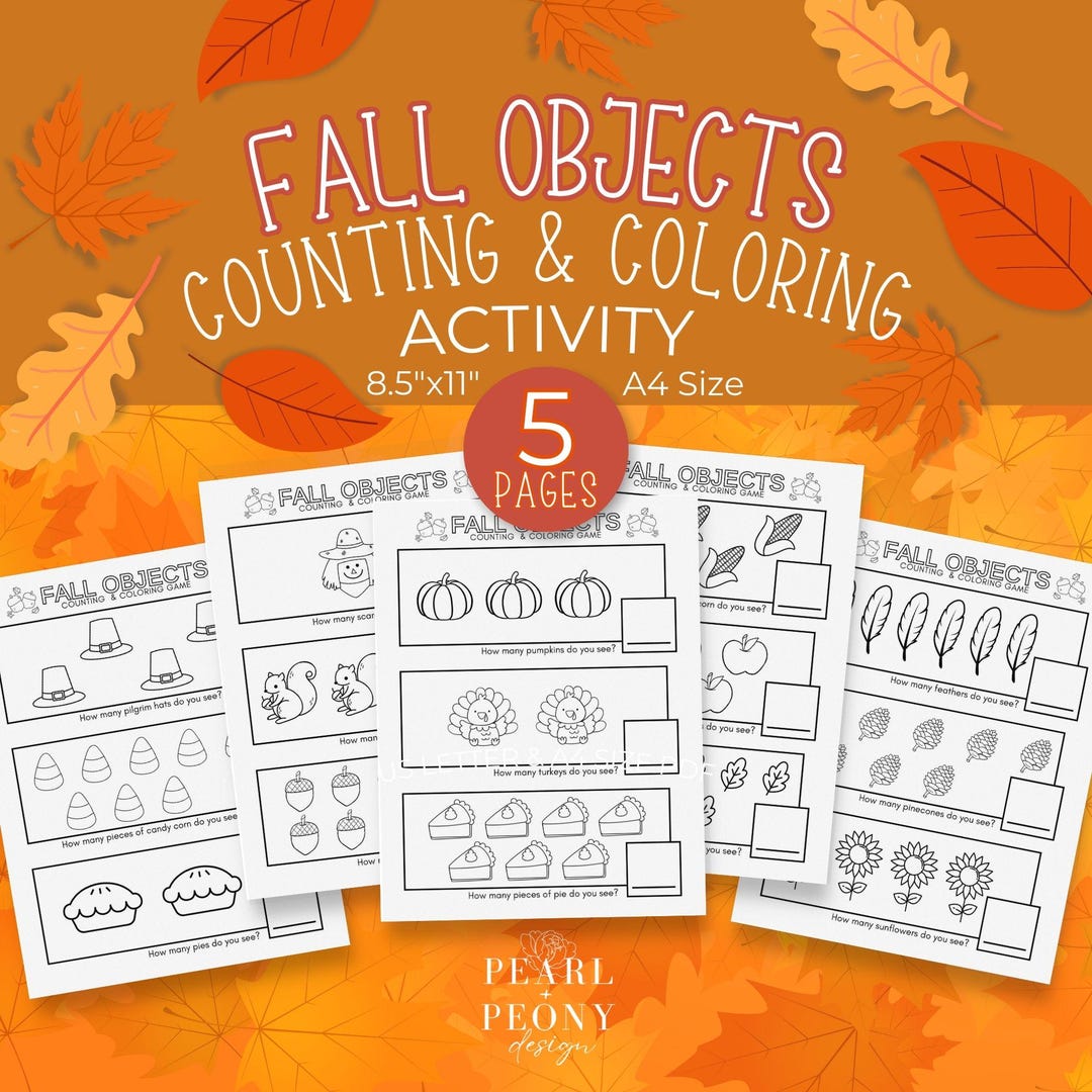 PRINTABLE Fall Counting & Coloring Activity Sheets, Counting Practice ...