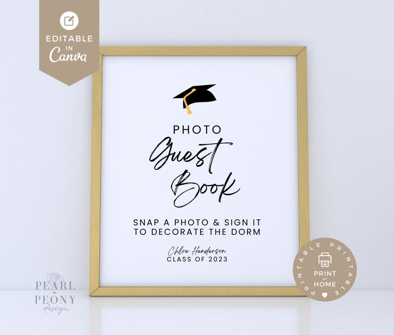 Graduation Photo Guest Book Sign Template Photo Guestbook - Etsy