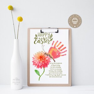 PRINTABLE Easter Handprint Art Craft for Kids, Butterfly Poem Keepsake ...