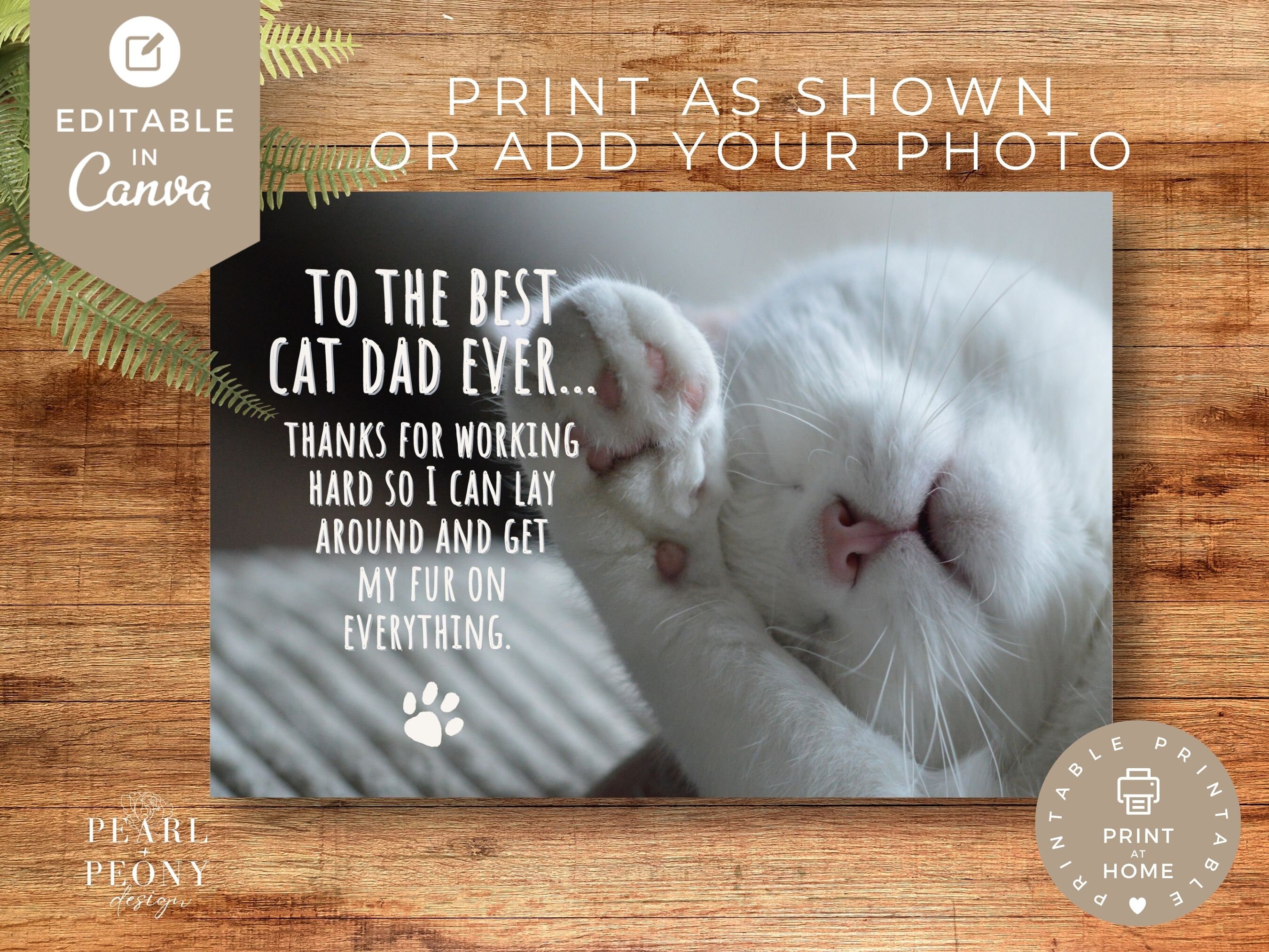 PRINTABLE Custom Father's Day Card From Cat Cat Dad - Etsy