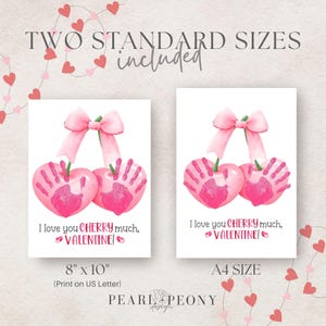 PRINTABLE Valentines Day Handprint Art, Coquette Cherry Craft Project ...
