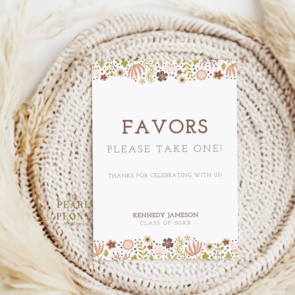 EDITABLE Graduation Party Favors Table Sign Template, Modern Boho ...