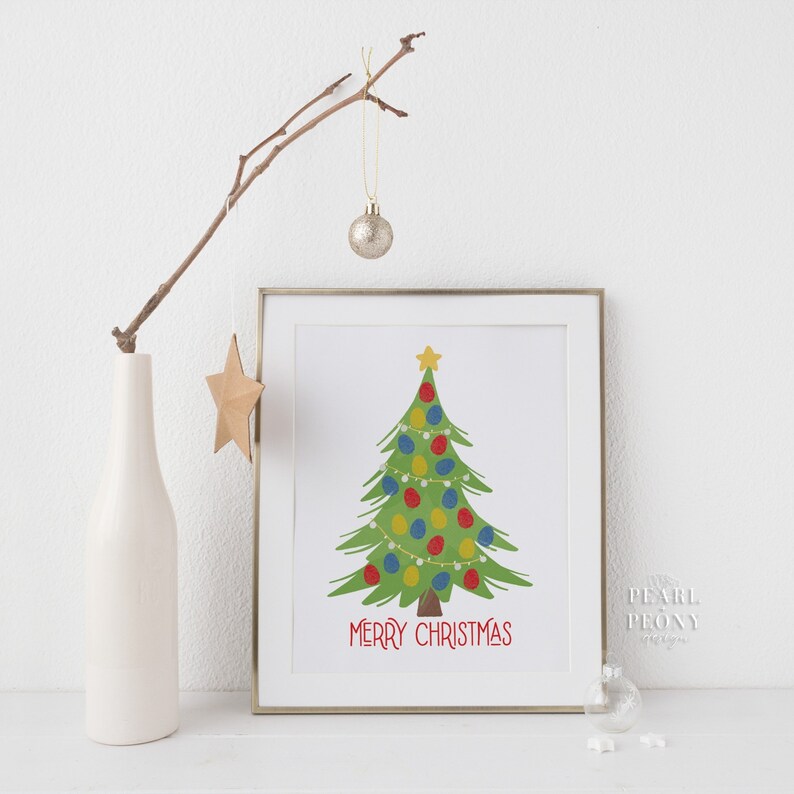 PRINTABLE Christmas Handprint Art, Tree Thumbprint Craft, Preschool ...