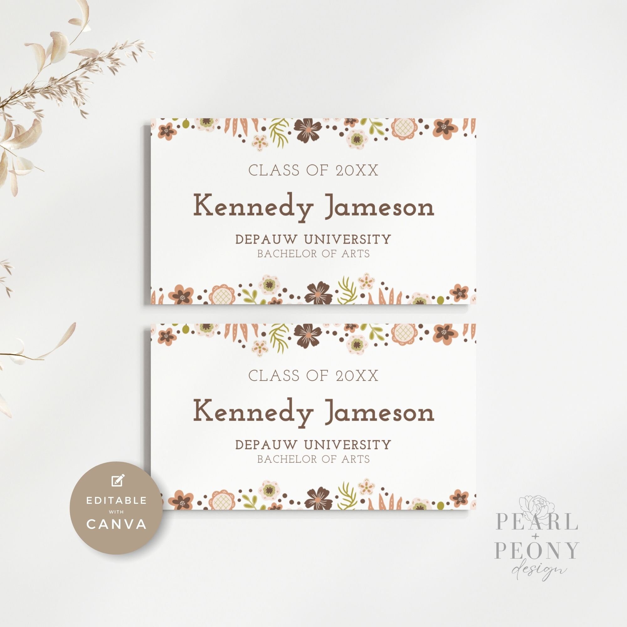 EDITABLE Graduation Name Card Insert Template, Grad Announcement Insert ...