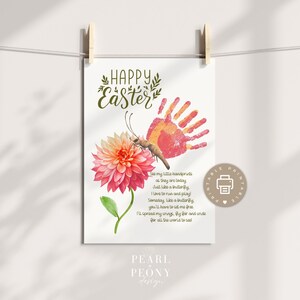 PRINTABLE Easter Handprint Art Craft for Kids, Butterfly Poem Keepsake ...