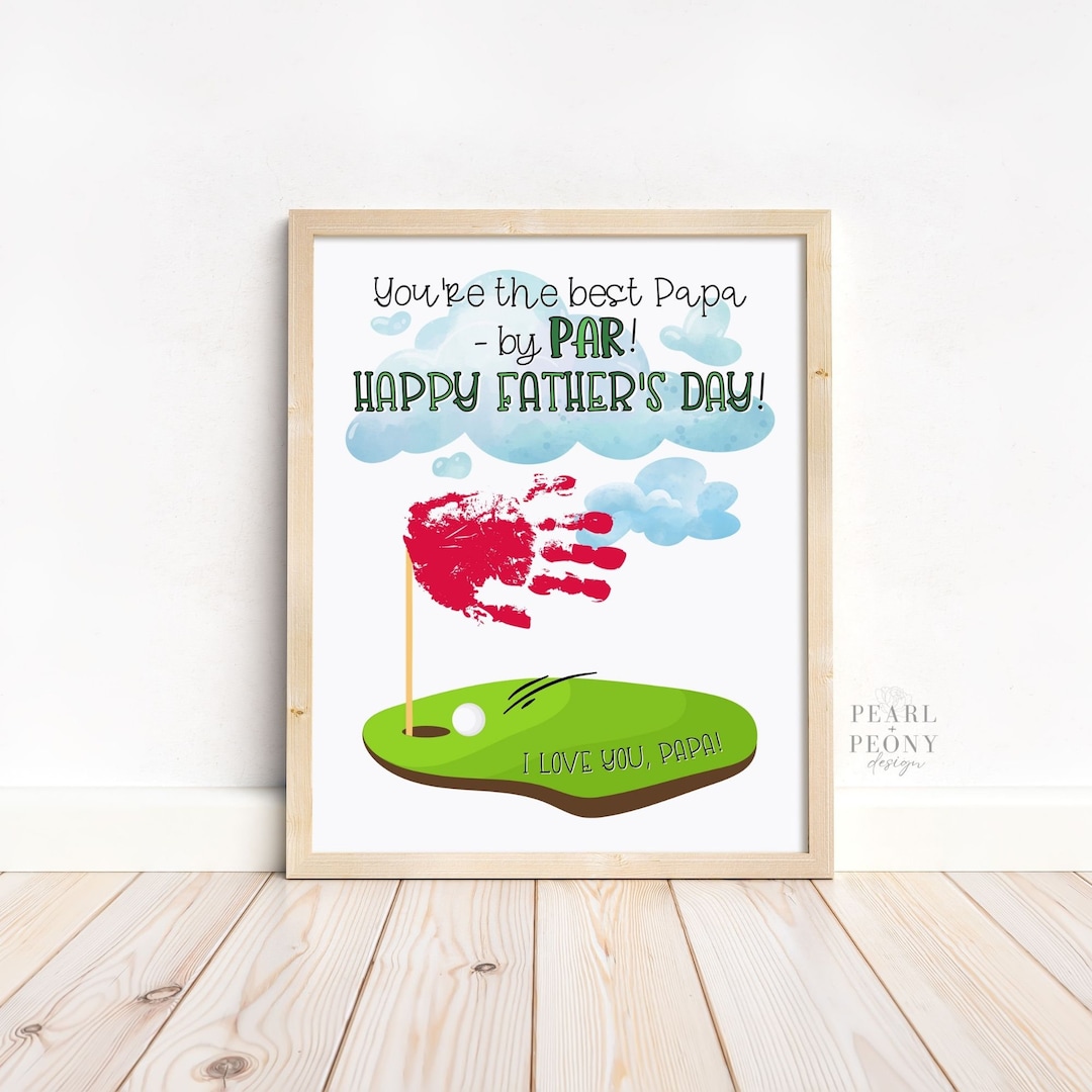 PRINTABLE Happy Fathers Day Golf Handprint Art Craft, Gift From Kids ...