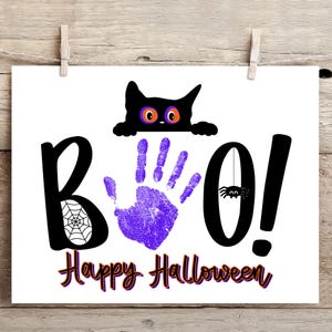 PRINTABLE Halloween Handprint Art, BOO Handprint Fall Art Craft ...
