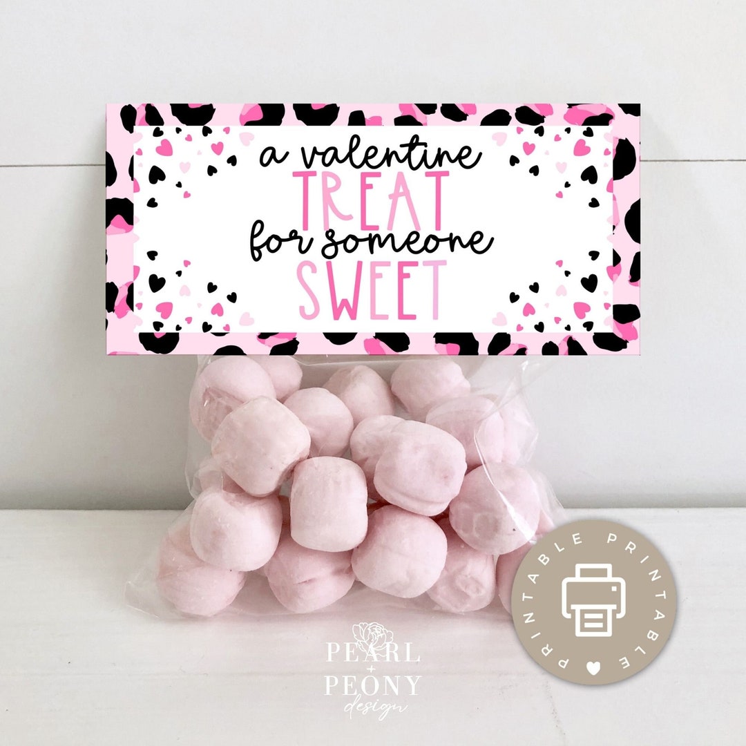PRINTABLE Valentines Day Cookie Bag Toppers, Pink Treat Bag Toppers ...