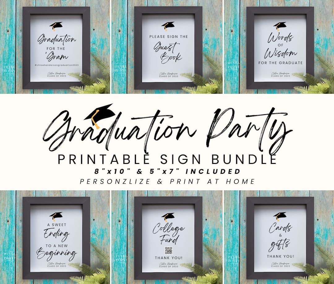 Graduation Party Signs Template Bundle Printable Graduation - Etsy