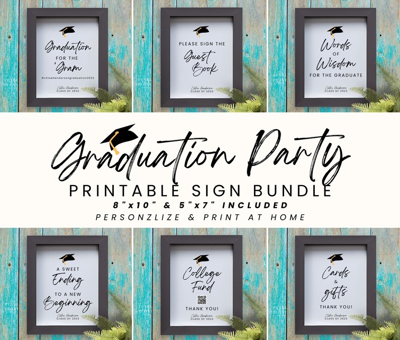 Graduation Party Signs Template Bundle Printable Graduation - Etsy