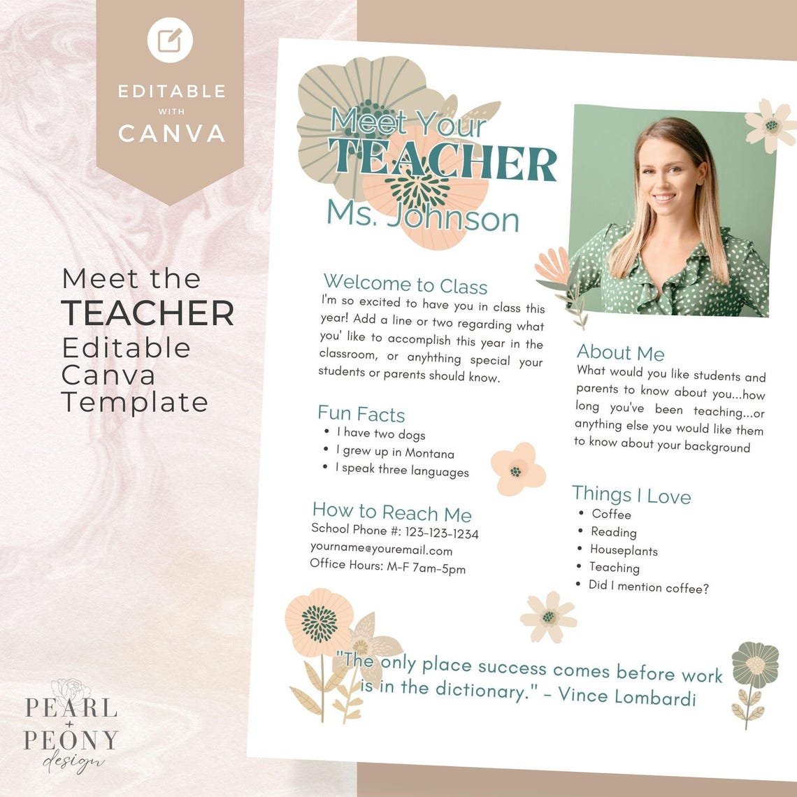 EDITABLE Meet the Teacher Template Boho Floral, Printable or Digital ...