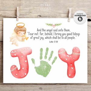 PRINTABLE Christian Christmas Handprint Art Craft, Joy Angel Bible ...