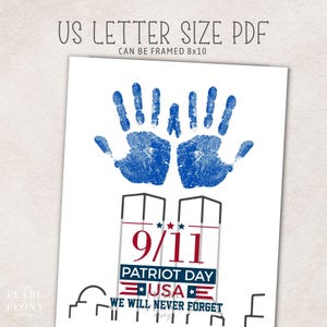 PRINTABLE Patriot Day Handprint Art Craft for Kids, 9/11 Never Forget ...