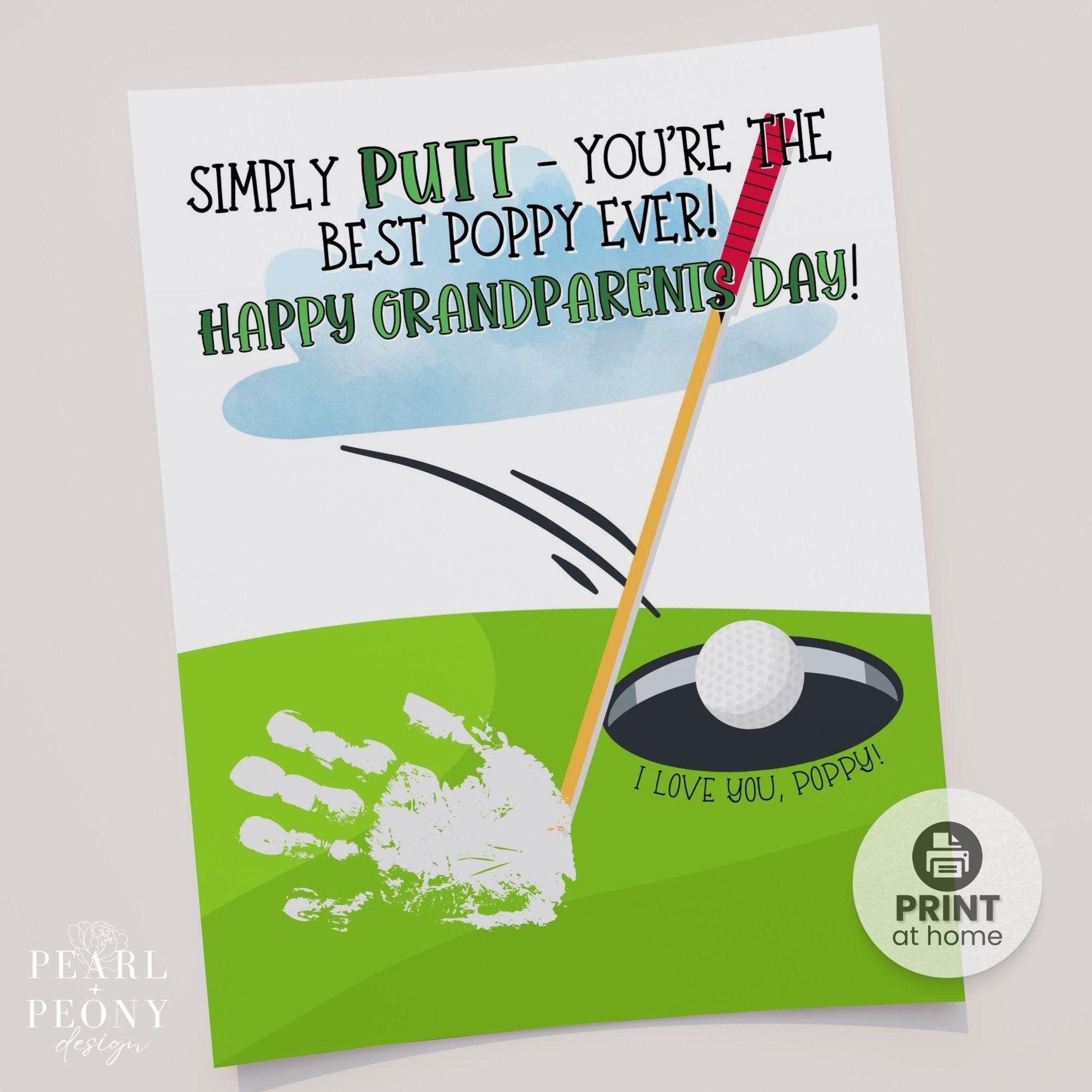 PRINTABLE Grandparents Day Handprint Art Craft for Poppy, Golf Keepsake ...