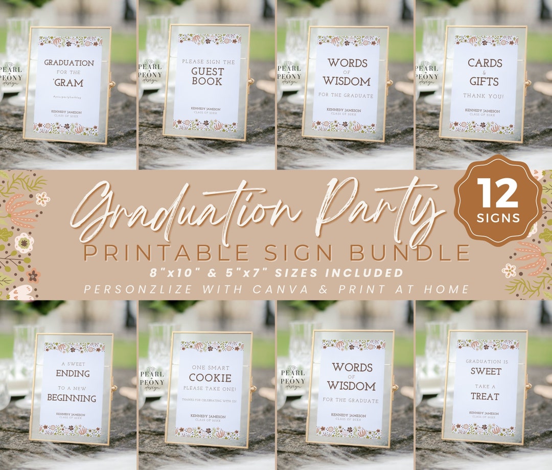 EDITABLE Graduation Party Signs Template Bundle, Printable Graduation ...