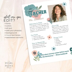 EDITABLE Meet the Teacher Template Boho Floral, Printable or Digital ...