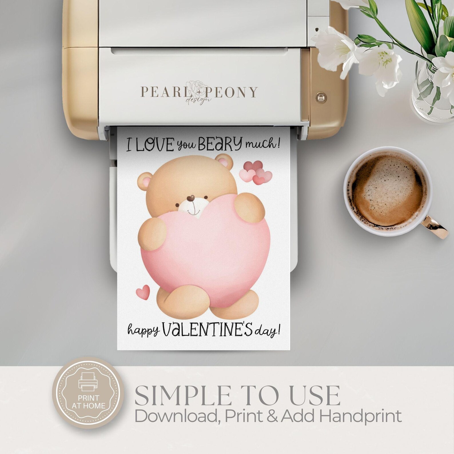PRINTABLE Love You Beary Much Valentines Day Handprint Craft, DIY ...