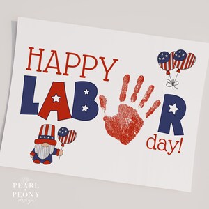 PRINTABLE Labor Day Handprint Art Craft for Kids, Patriotic Gnome ...