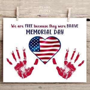 PRINTABLE Memorial Day Handprint Art Craft for Kids, Memorial Day ...