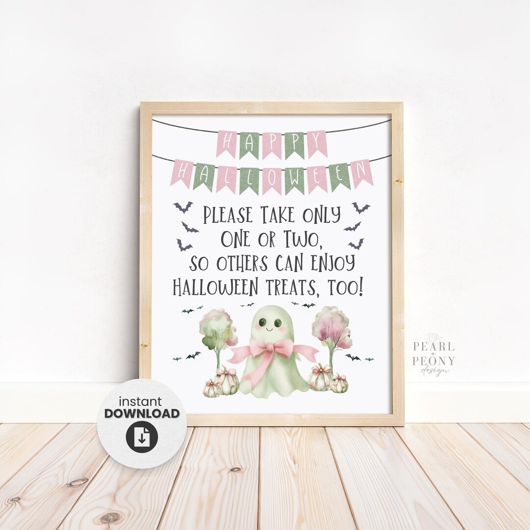 PRINTABLE Cute Ghost Halloween Candy Bowl Sign, Please Take One, Trick ...