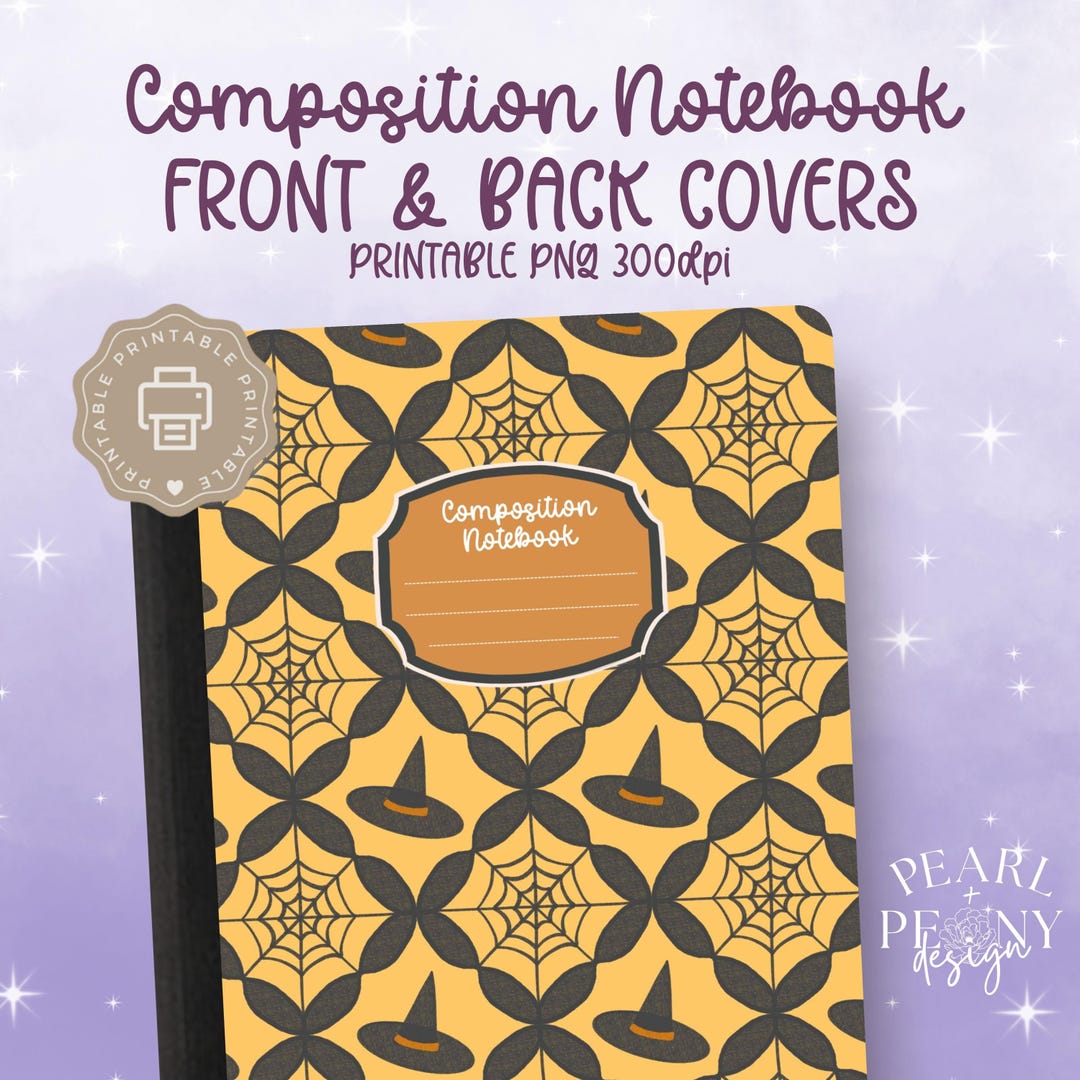 PRINTABLE Composition Notebook Cover PNG, Back to School Journal Cover ...