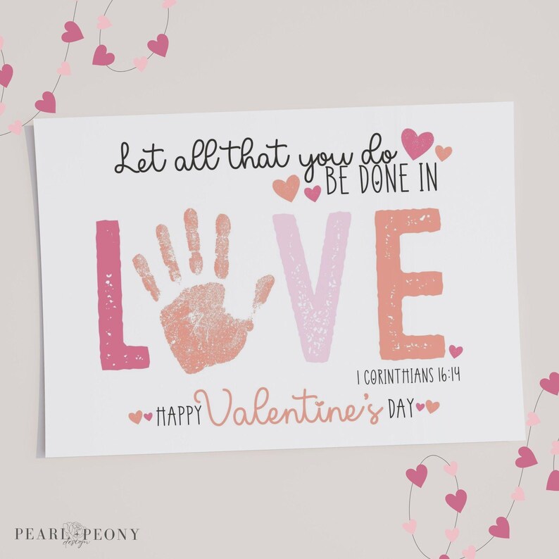 PRINTABLE Christian Valentines Day Handprint Art Craft Project, Toddler ...