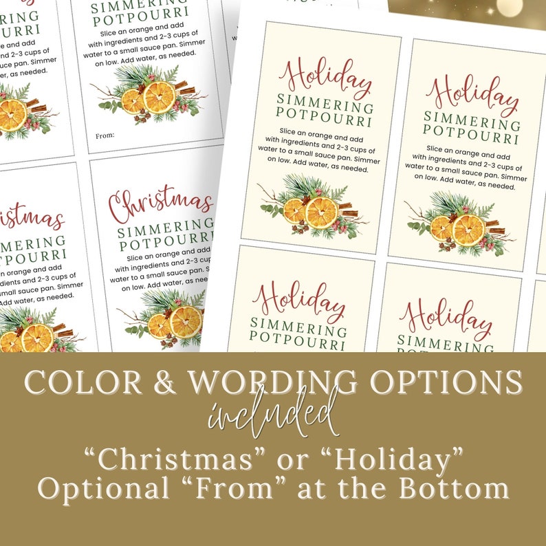 PRINTABLE Christmas Simmer Pot Tags, Holiday Potpourri Gift Tag ...