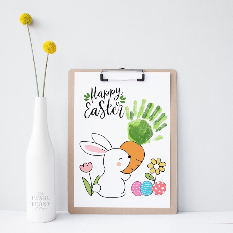 PRINTABLE Easter Handprint Art Craft for Kids, Carrot Keepsake Art ...