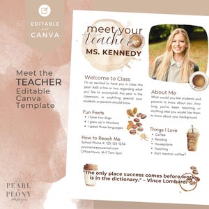 EDITABLE Meet the Teacher Template, Back to School Flyer, Boho Coffee ...