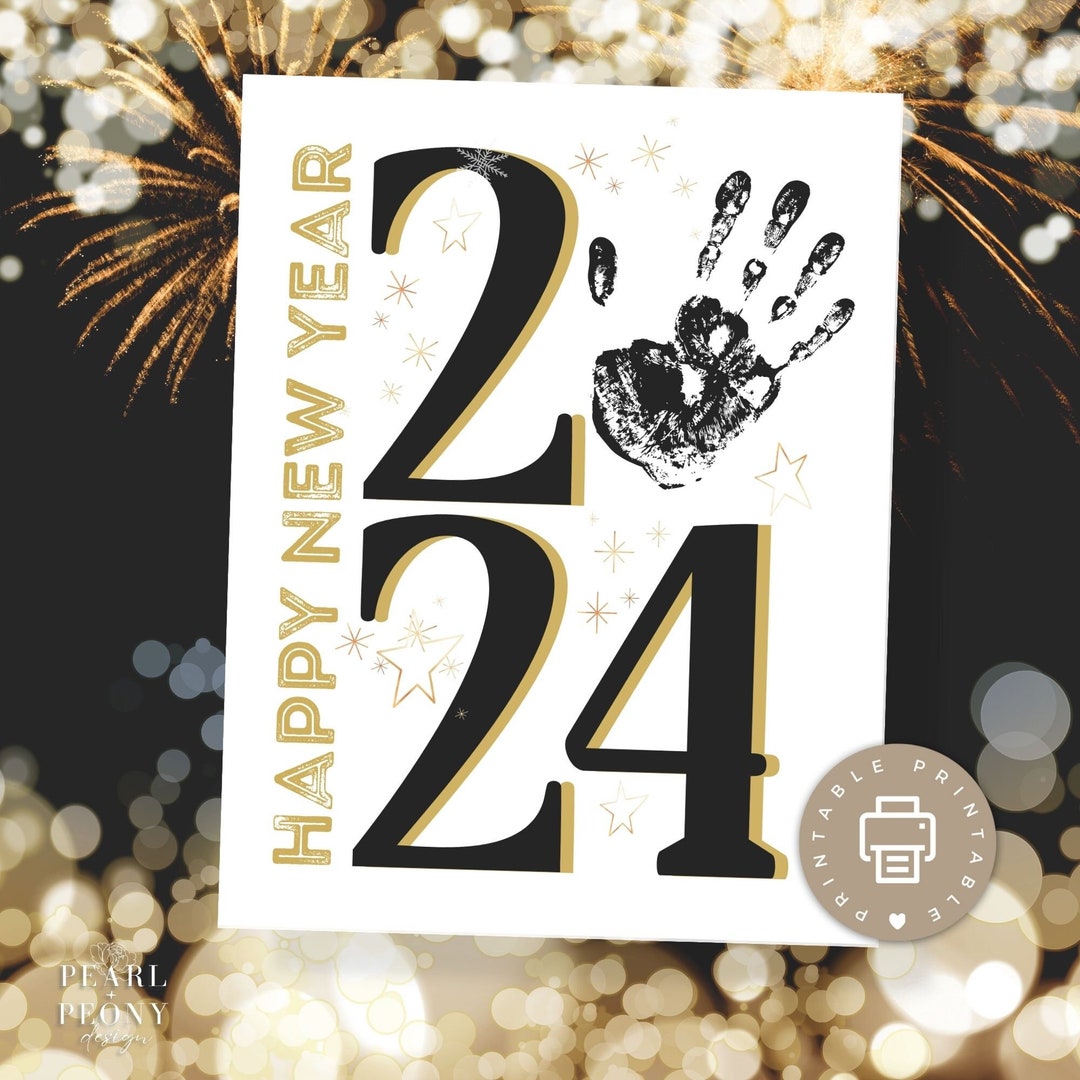 PRINTABLE Happy New Year Handprint Art Craft for Kids, Keepsake Art ...