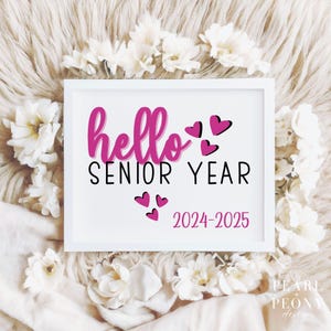 PRINTABLE Pink Preppy First Day of Twelfth Grade, Hello Senior Year ...