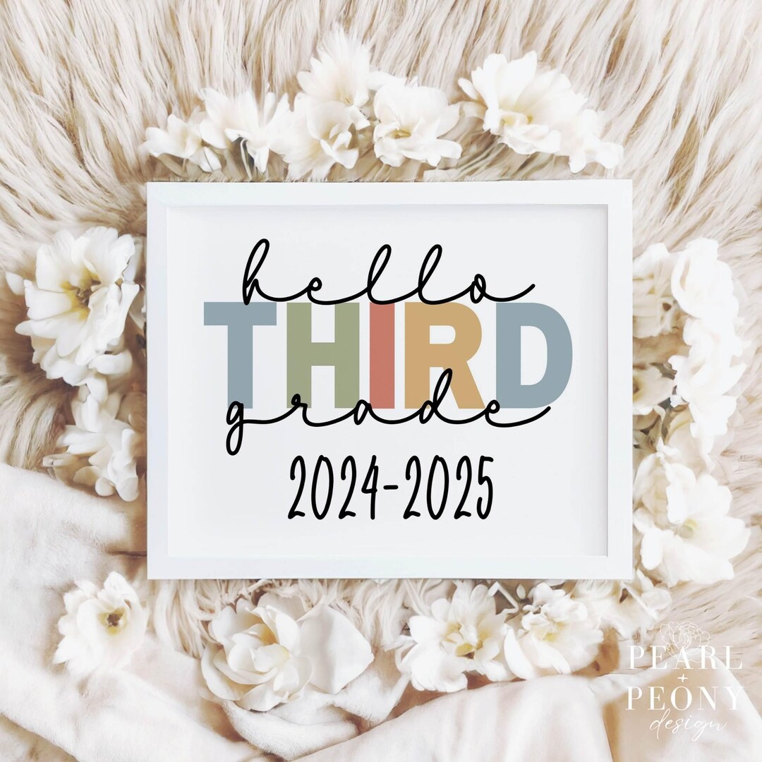 PRINTABLE 2024 Boho First Day of Third Grade Sign, Aesthetic Back to ...