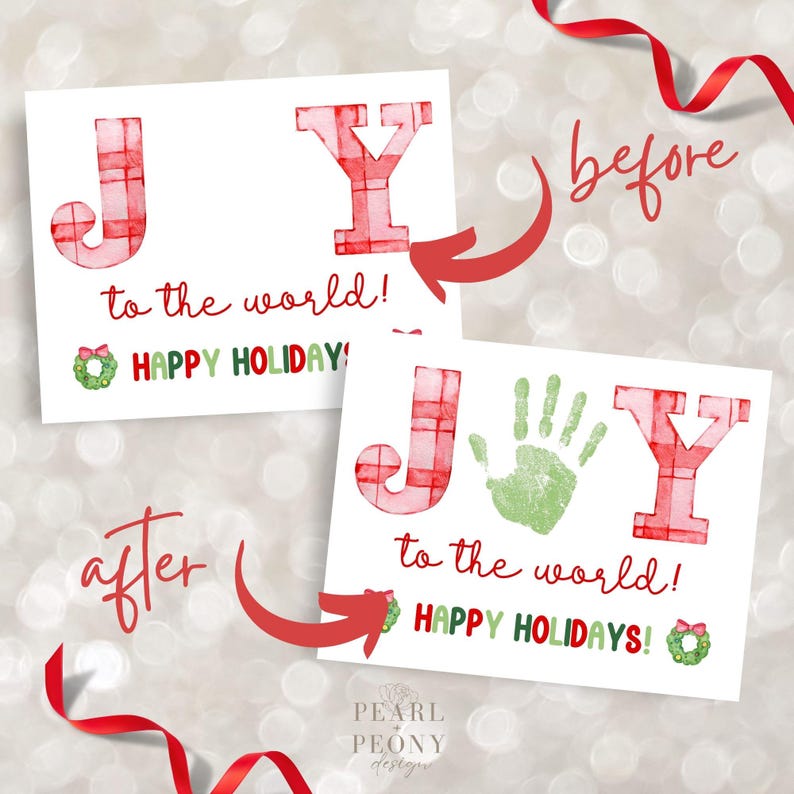PRINTABLE Happy Holidays Handprint Art Craft for Kids, Joy Keepsake Art ...