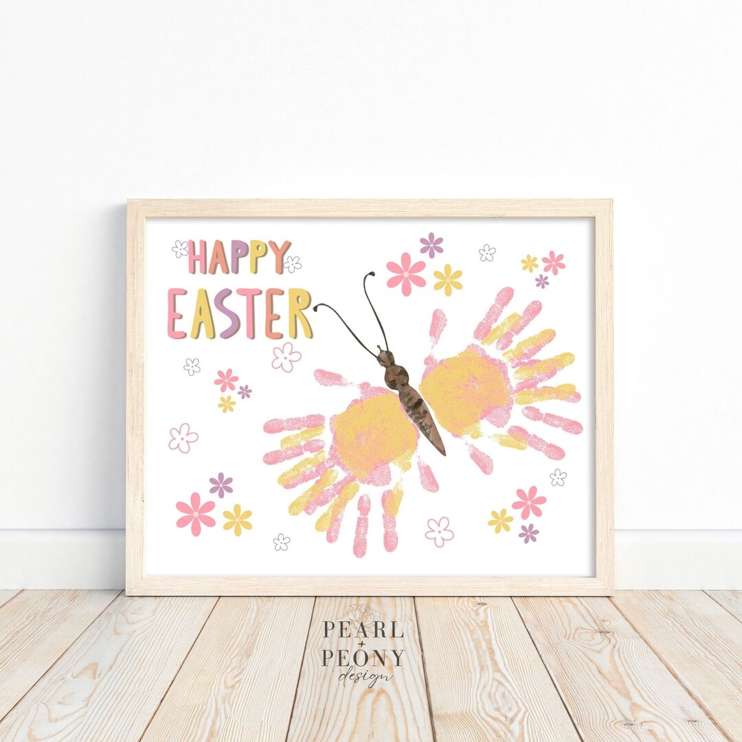 PRINTABLE Easter Handprint Art Craft for Kids, Butterfly Keepsake Art ...