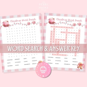 PRINTABLE Pink Christmas Party Games Bundle for Kids, Word Scramble ...