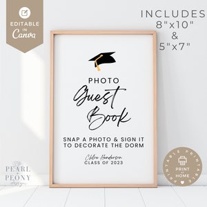 Graduation Photo Guest Book Sign Template Photo Guestbook - Etsy